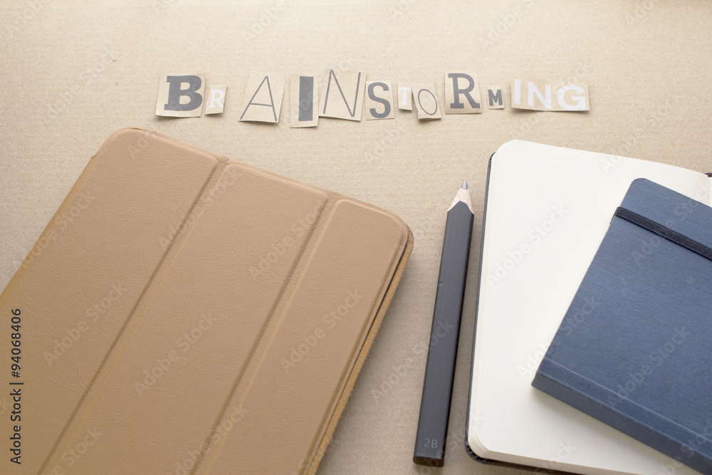 Brainstorming set - tablet computer and notebooks Stock Photo | Adobe Stock