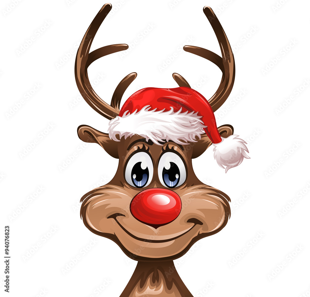 Christmas Rudolph smiling Stock Vector | Adobe Stock