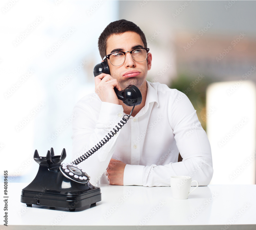 man talking on telephone Stock Photo | Adobe Stock