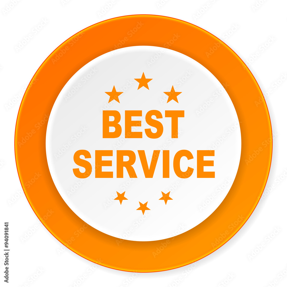 best service orange circle 3d modern design flat icon on white ...