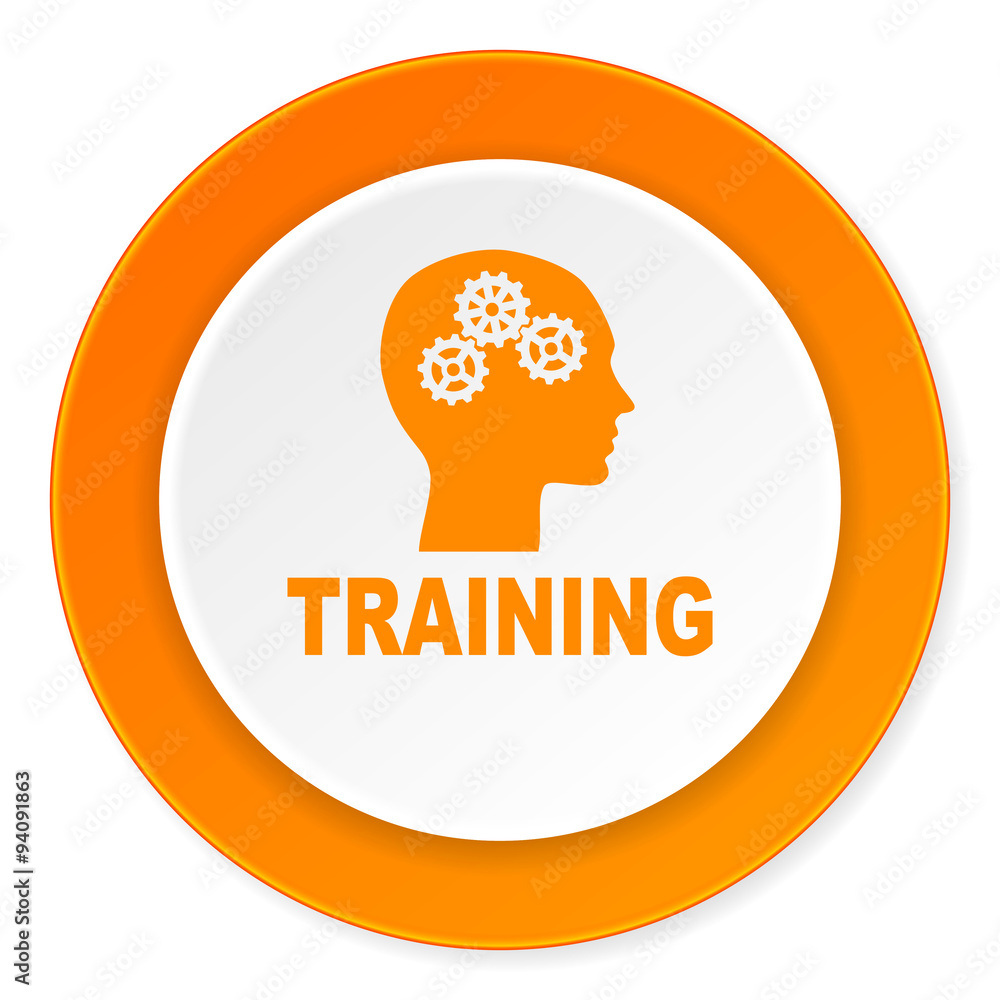 training orange circle 3d modern design flat icon on white background ...