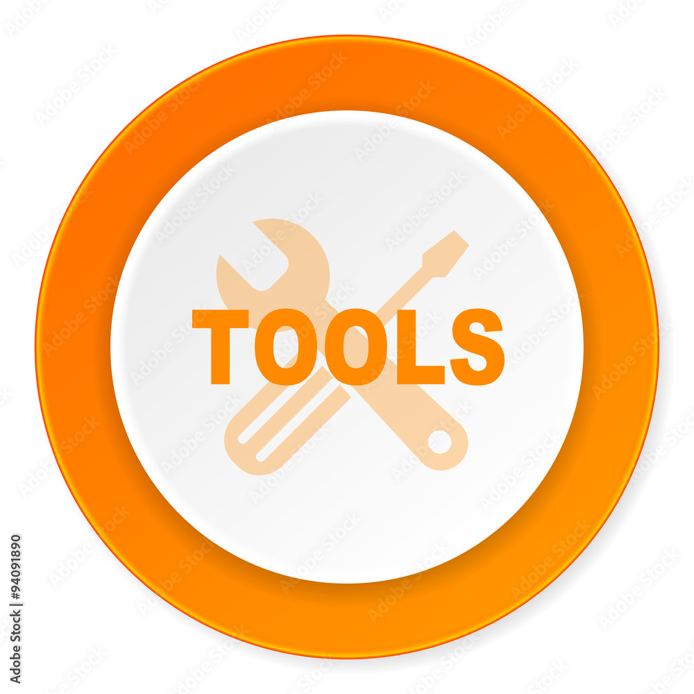 tools orange circle 3d modern design flat icon on white background ...