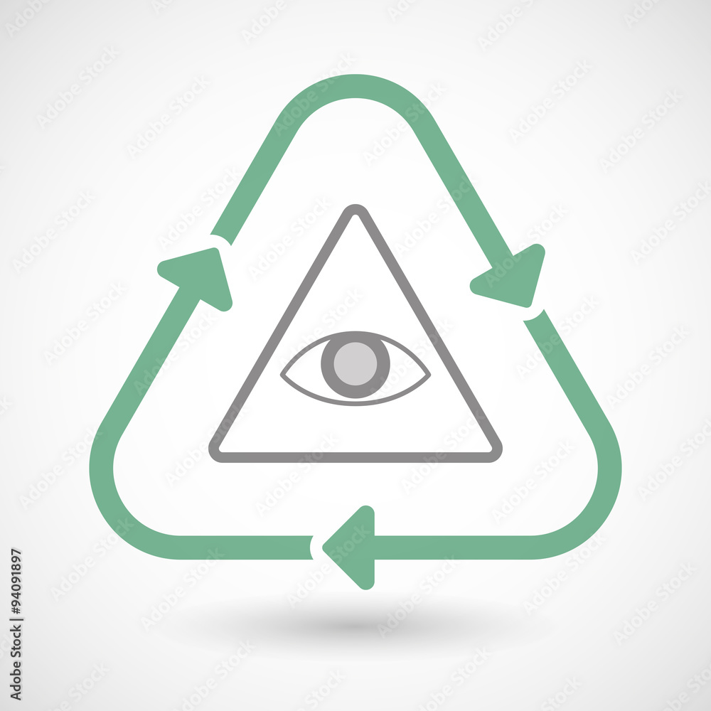 Line art recycle sign icon with an all seeing eye Stock-Vektorgrafik ...