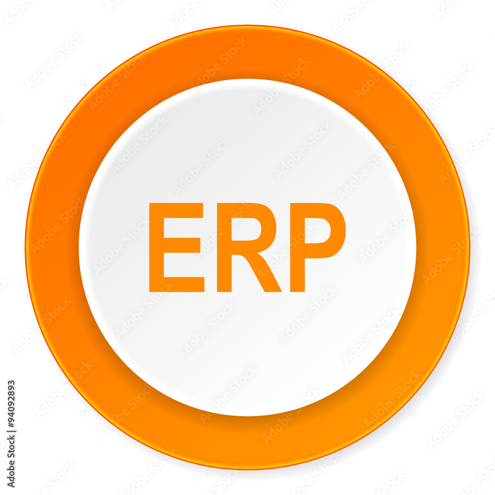 erp orange circle 3d modern design flat icon on white background Stock ...
