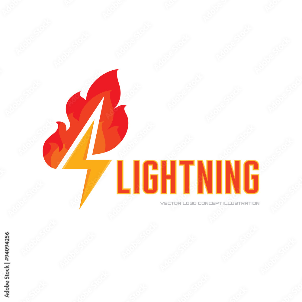 Lightning and flame - vector logo concept illustration. Fire logo ...