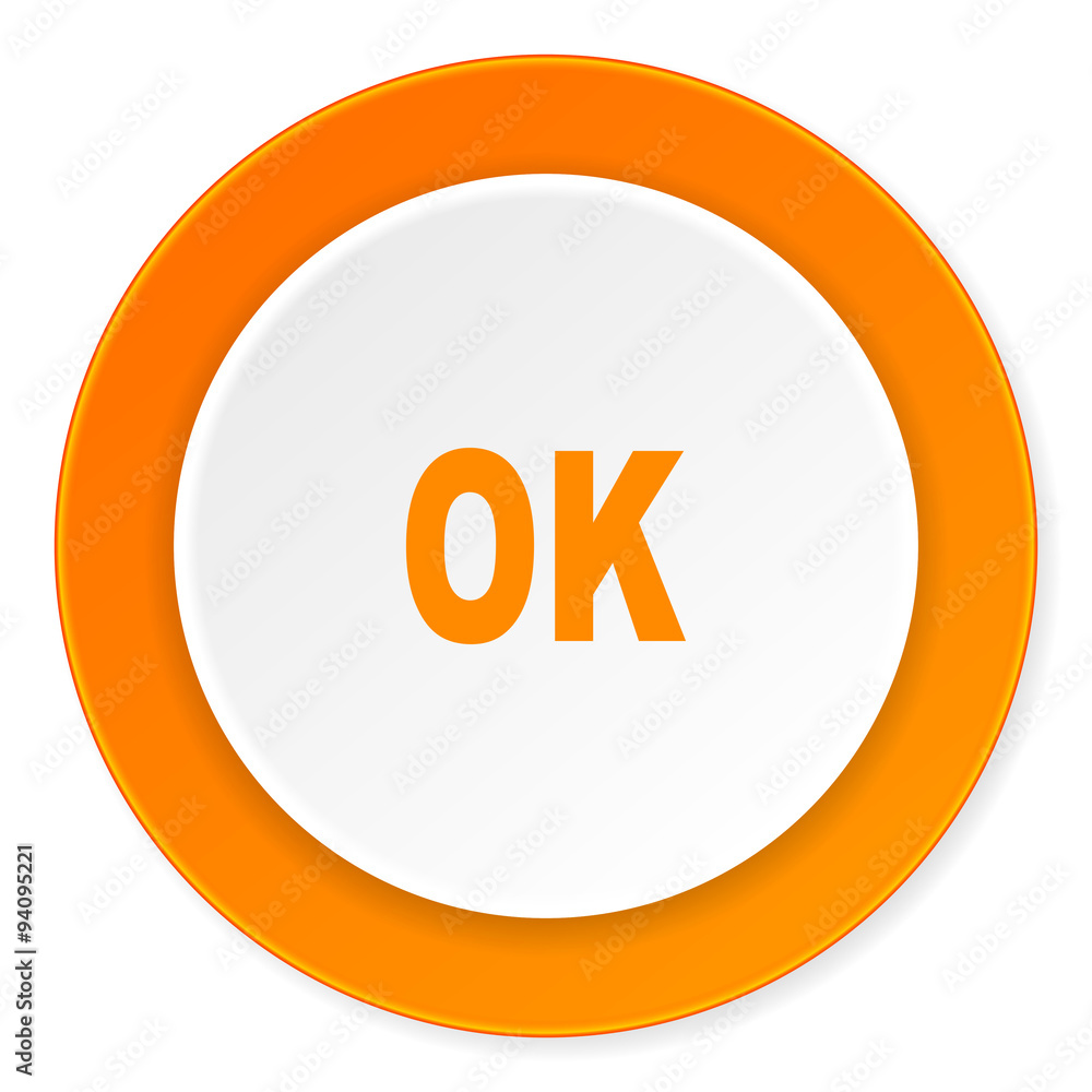 ok orange circle 3d modern design flat icon on white background Stock ...