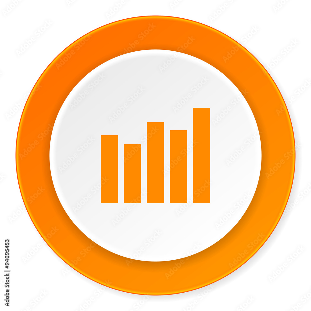 graph orange circle 3d modern design flat icon on white background ...