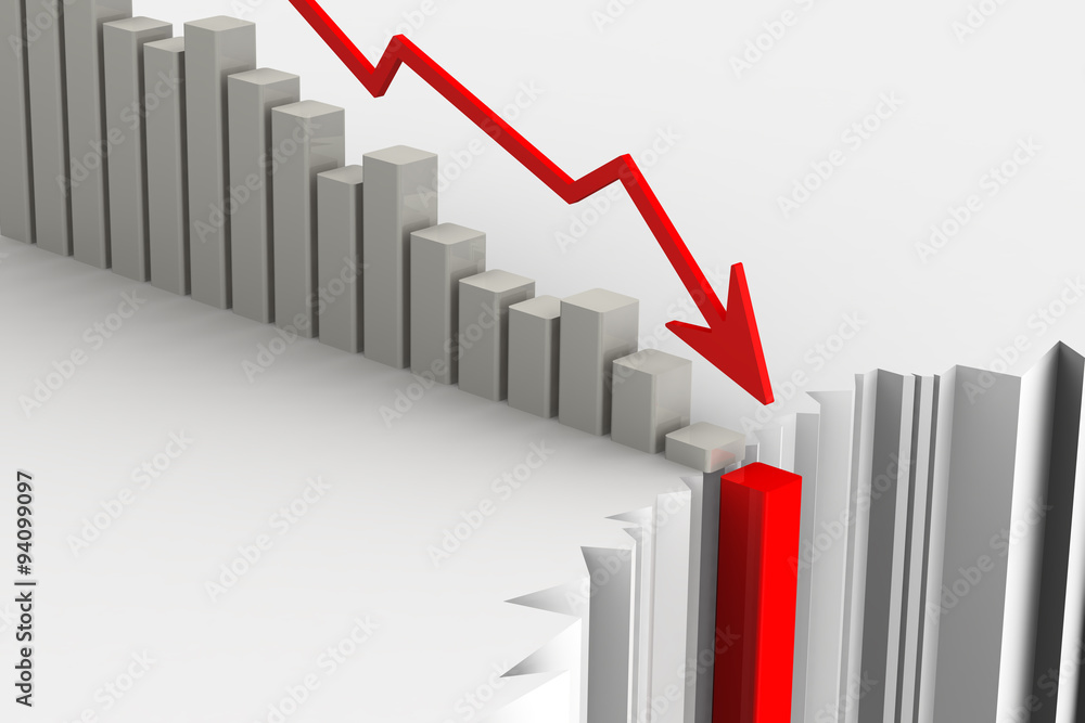 Chart of rapid fall. Financial crisis concept. The collapse of economic ...