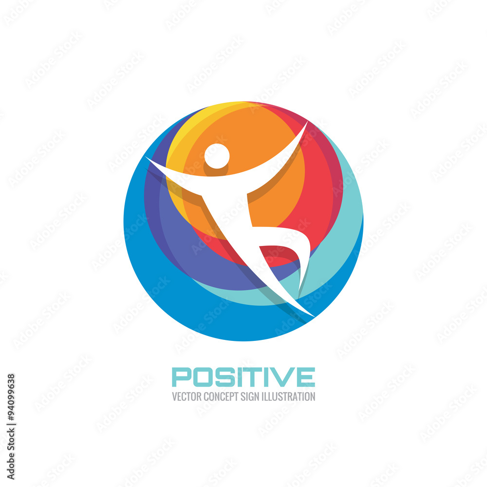 Human in colored circle - creative logo sign for sport club, health ...