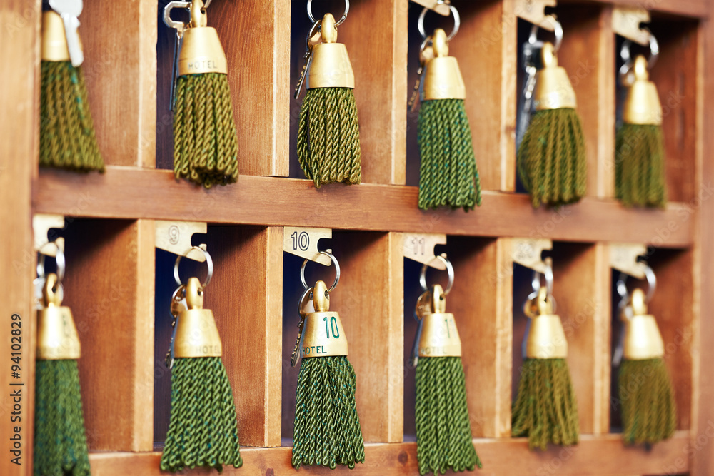 hotel keys at reception desk counte Stock Photo | Adobe Stock