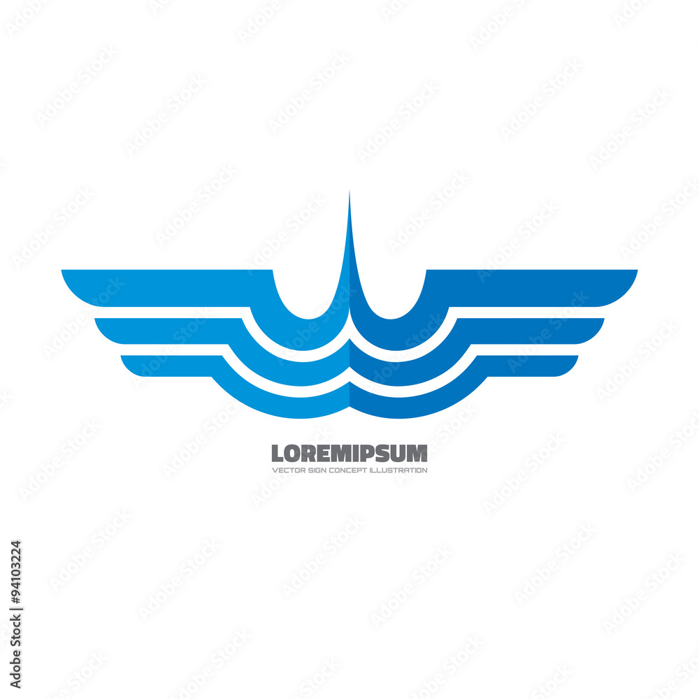 Blue wings - vector logo concept illustration. Airplane logo. Aircraft ...