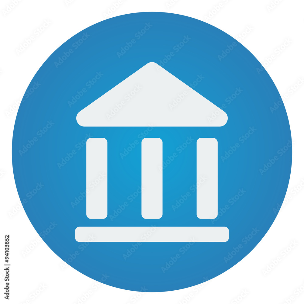 Flat white Institution icon on blue circle Stock Vector | Adobe Stock