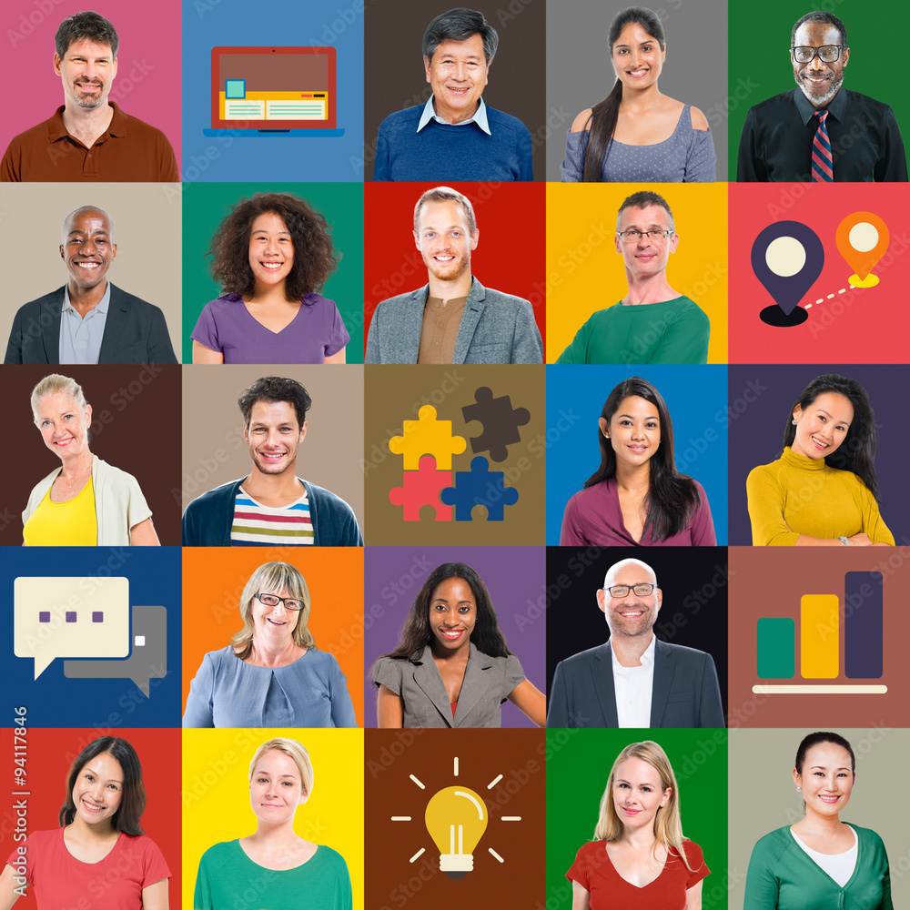 Multiethnic People Colorful Smiling Portrait Technology Concept Stock ... Multiethnic People Colorful Smiling Portrait Technology Concept Stock ...