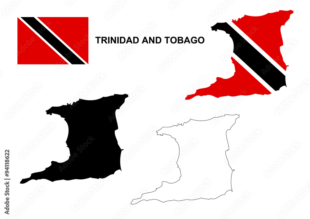 Trinidad and Tobago map vector, Trinidad and Tobago flag vector, isolated Trinidad and Tobago ...