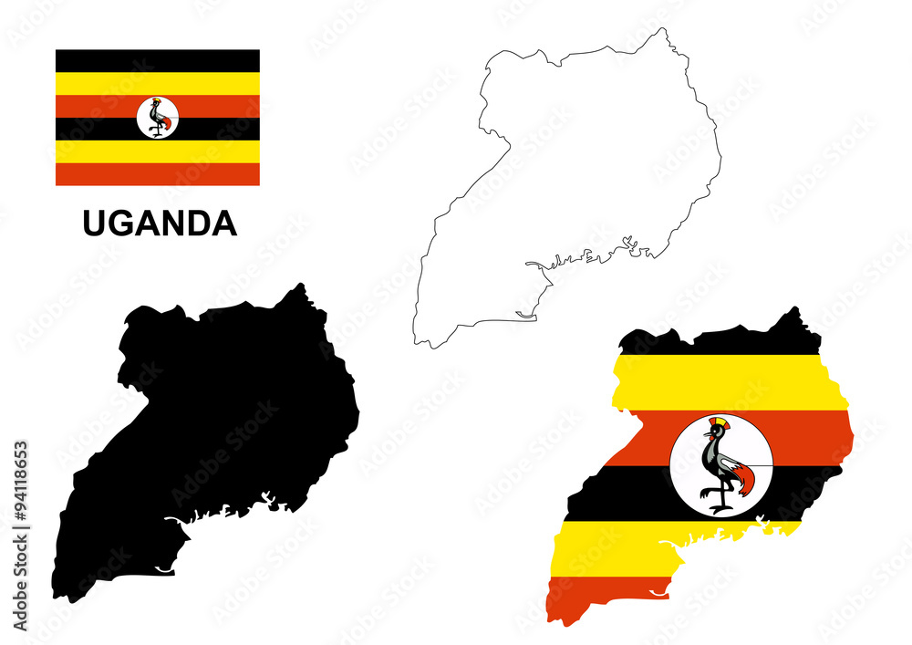 Uganda map vector, Uganda flag vector, isolated Uganda Stock Vector ...