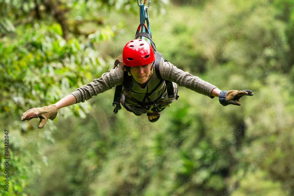 Fotka „zip line zipline canopy action wire gliding hang adventure ...