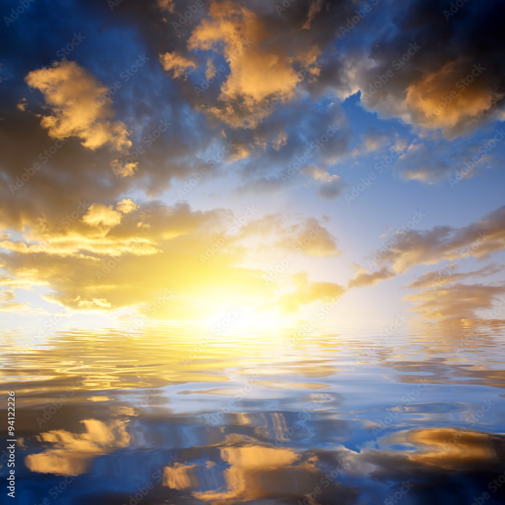 Colorful sky with clouds at sunset. Nature background. Stock Photo ...