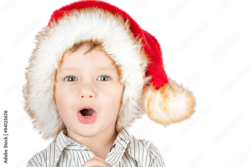 child masked as santa claus claus happy play cute emotion white ...