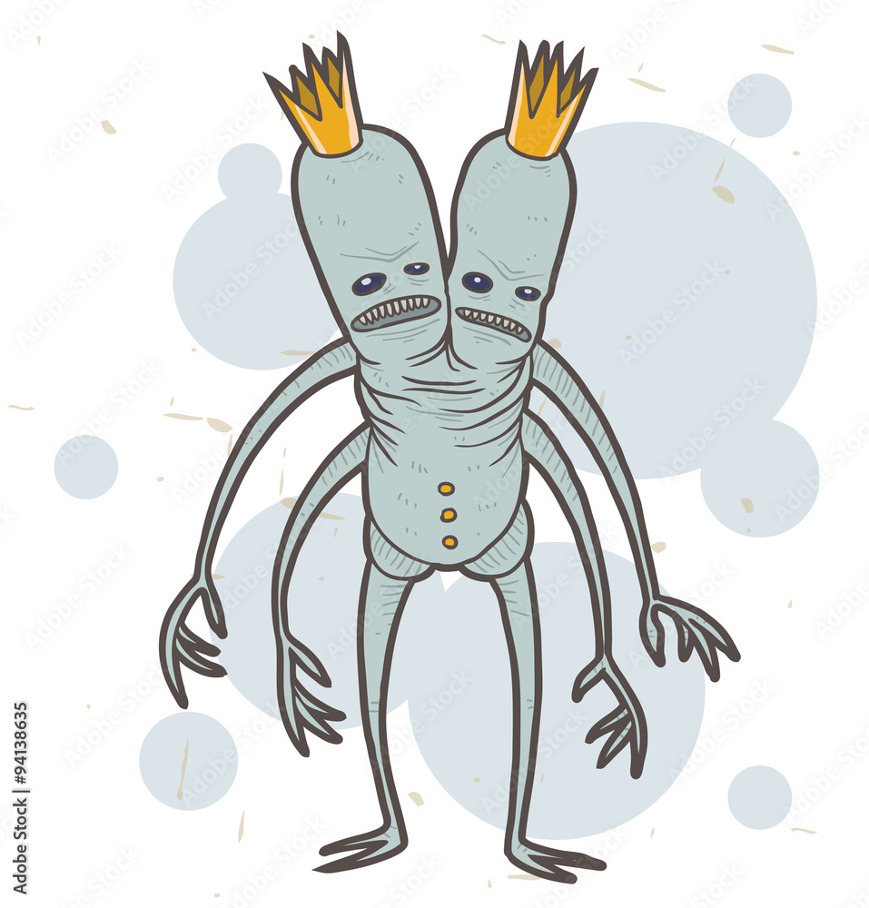 Vector blue monster mutant. Image monster mutant blue color with two ...