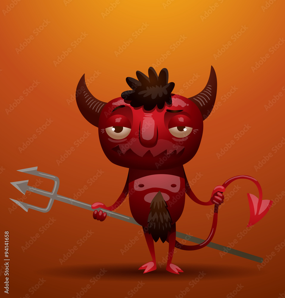 Vecteur Stock Vector standing little red devil. Image of a standing ...