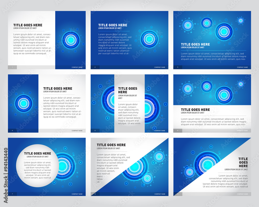 9 Templates for presentation slides, vector set. Graphic design of ...