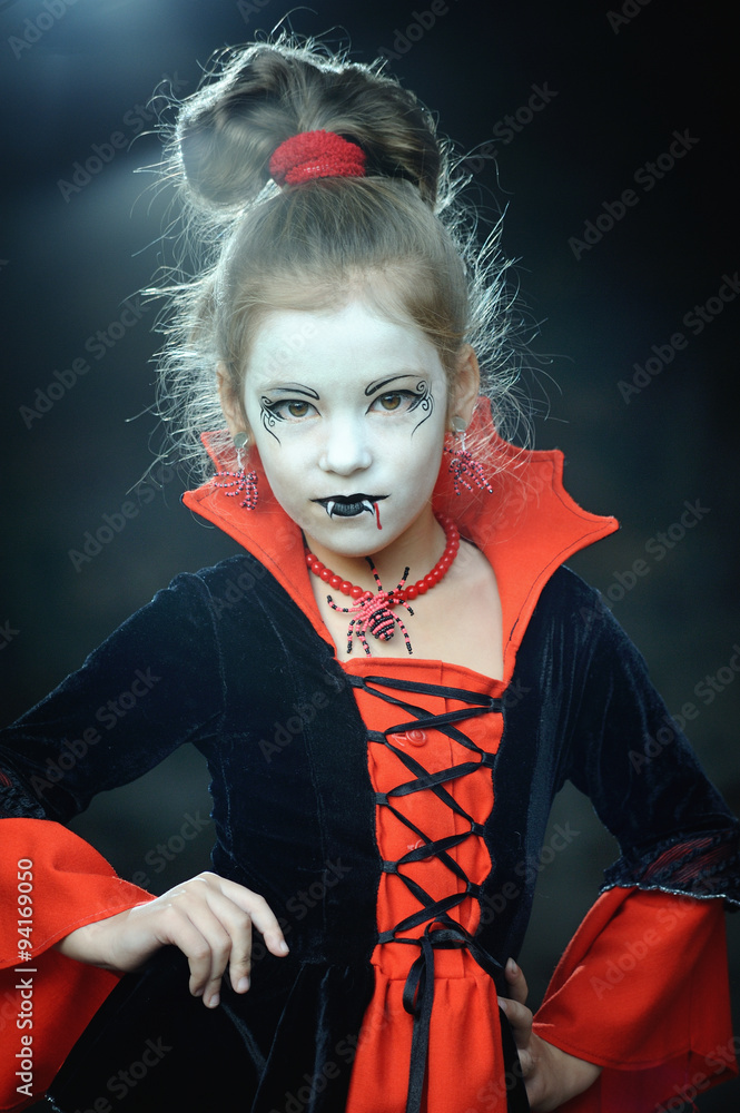 a little girl dressed as a vampire Gothic Halloween/ little girl in the ...