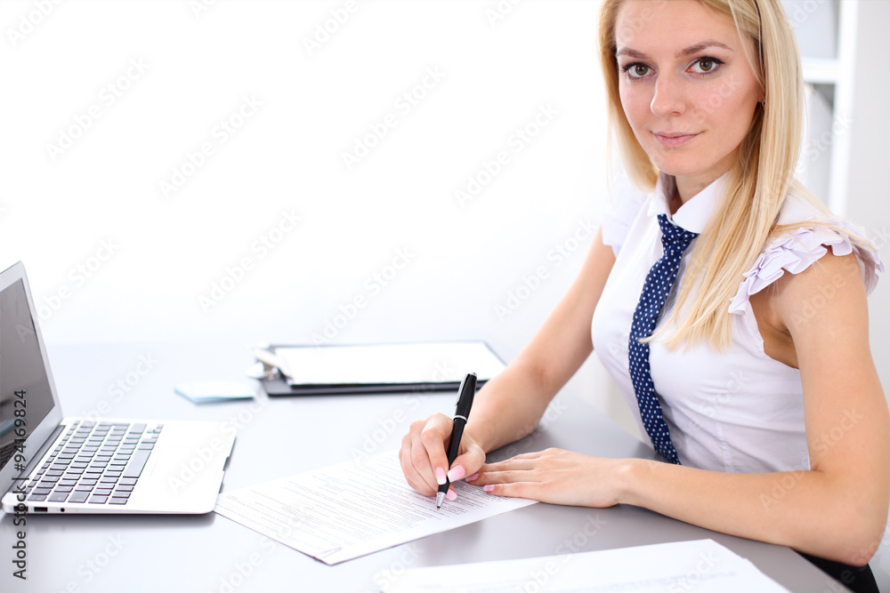 Portrait of business woman secretary in office Stock Photo | Adobe Stock