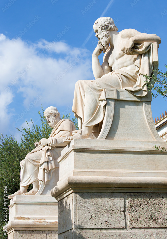 Athens - The statue of Plato and Socrates in front of National Academy ...