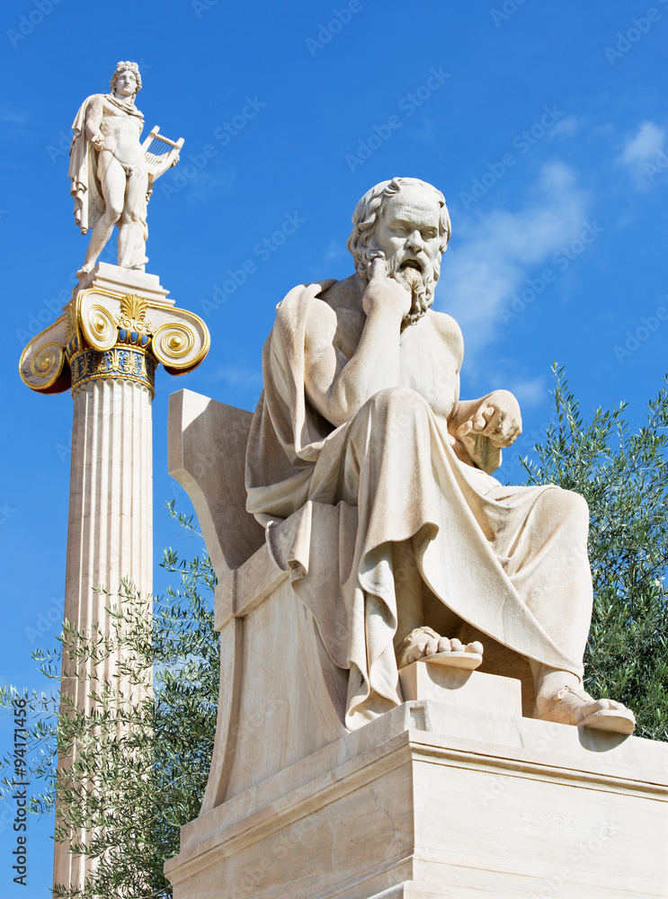 Athens - The statue of Socrates in front of National Academy building ...