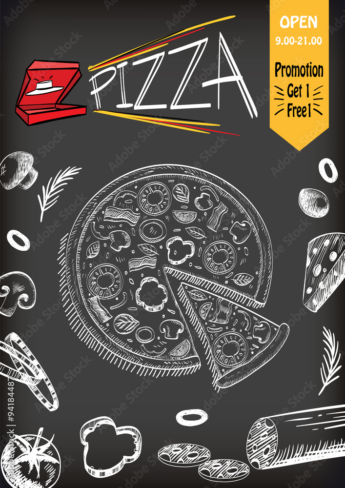 pizza Italian with raw material food design menu brochure promotion ...