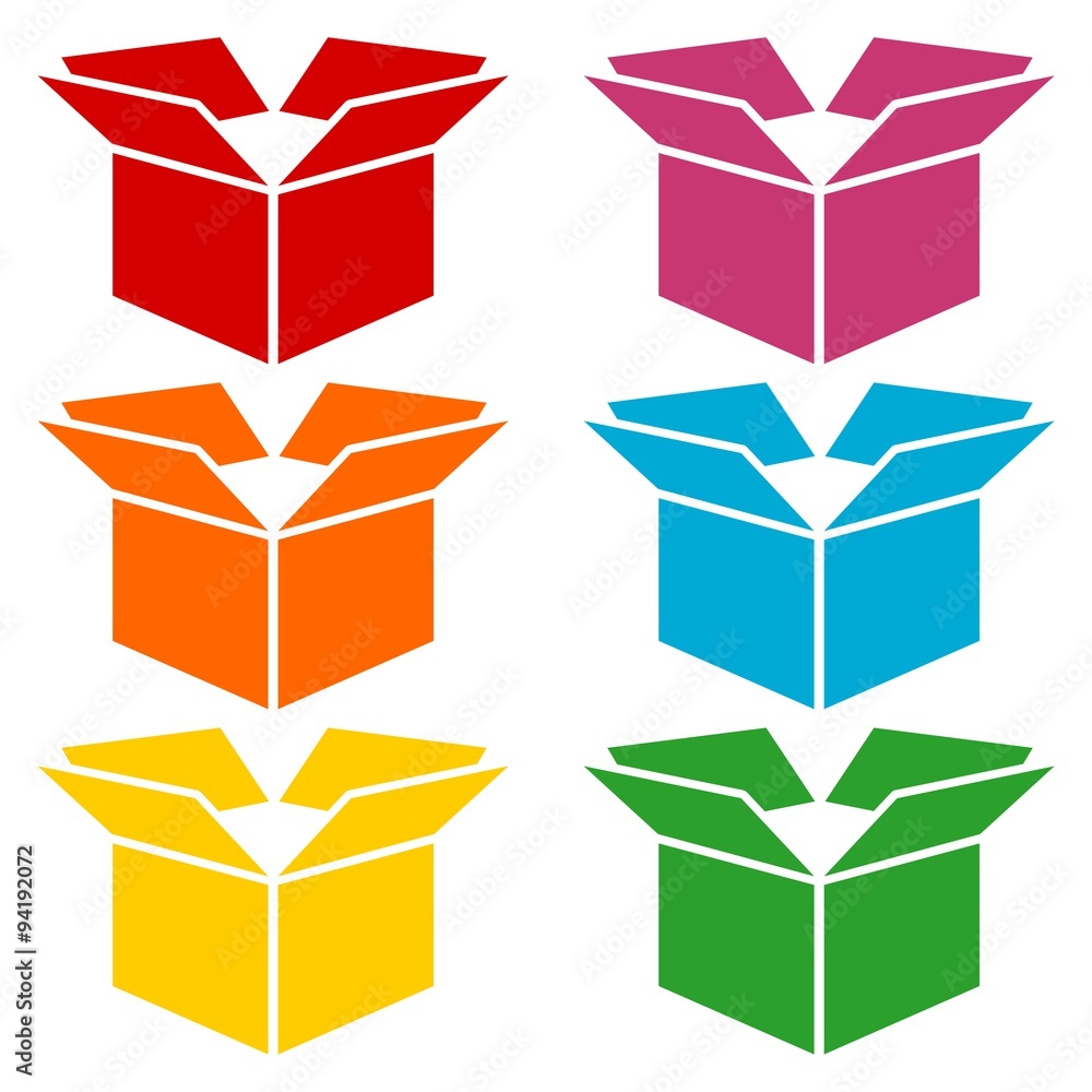Open box icons set 6 colors Stock Vector | Adobe Stock