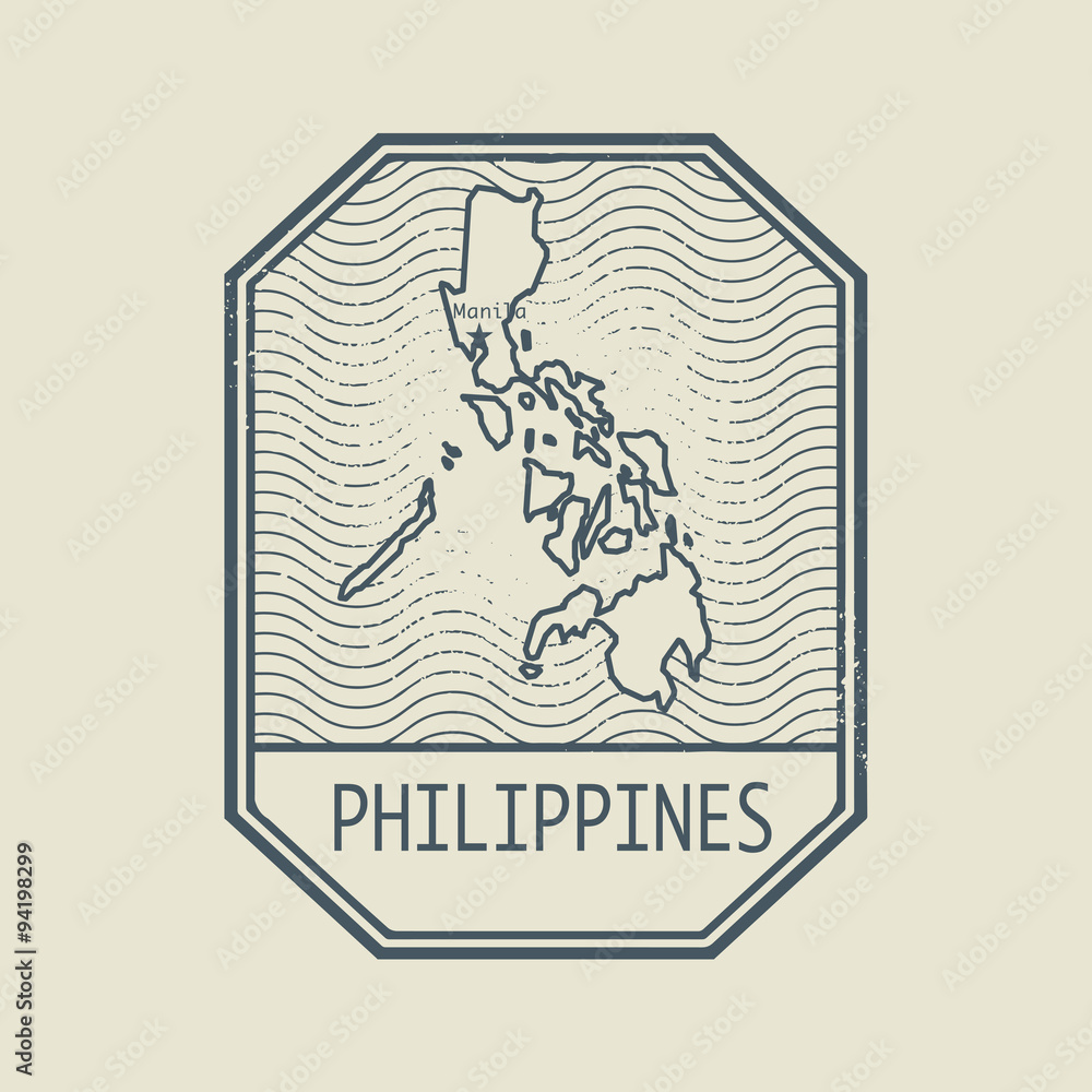 Stamp with the name and map of Philippines Stock Vector | Adobe Stock