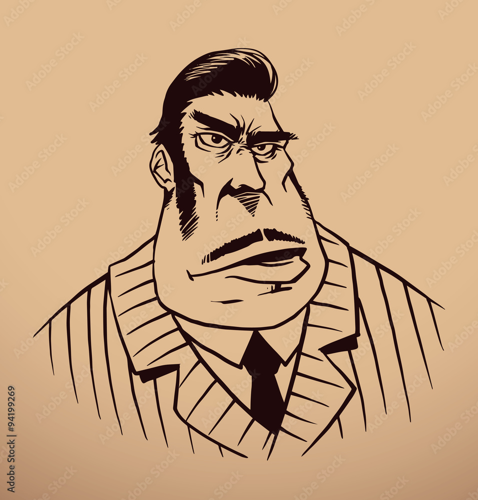 Vector fat gangster. Image of a fat gangster with a mustache in the ...