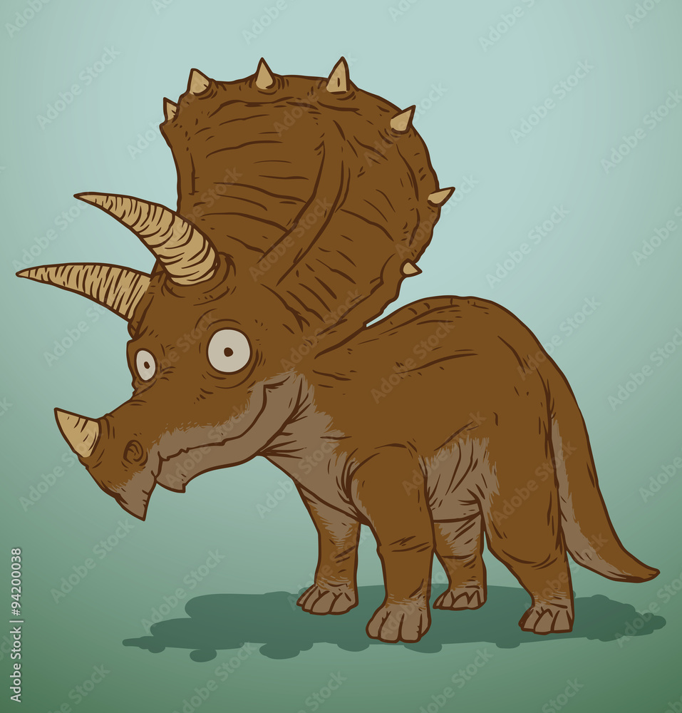 Vector brown cute dinosaur. Cartoon image of a brown cute dinosaur on a ...