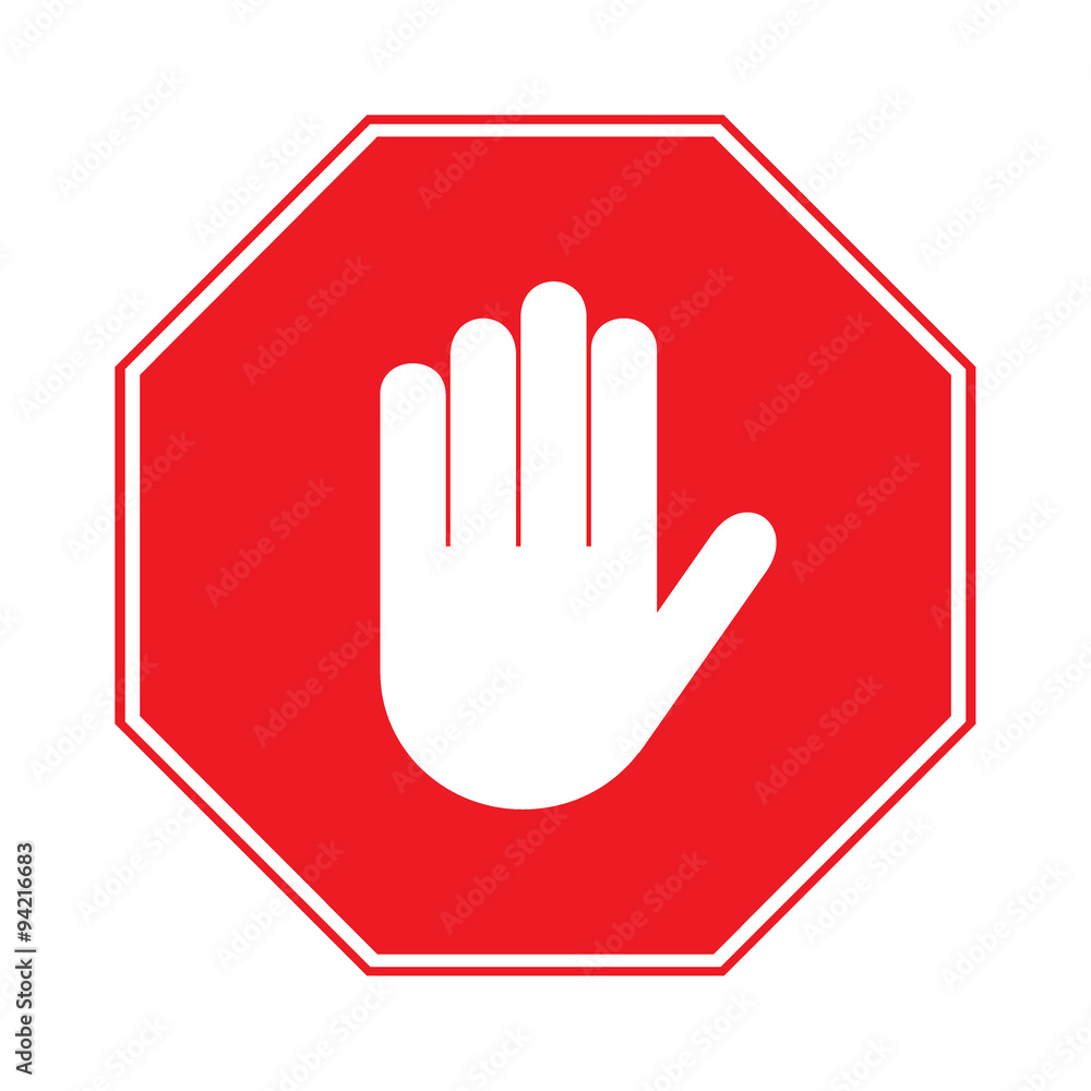 STOP sign. No entry. Hand sign isolated on white background. Red ... STOP sign. No entry. Hand sign isolated on white background. Red ...