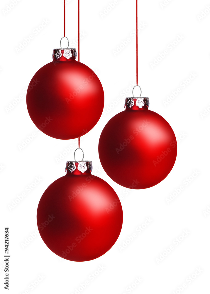 Drei Rote Weihnachtskugeln Stock Photo | Adobe Stock
