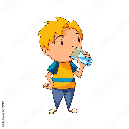 Boy Drinking Water Drawing