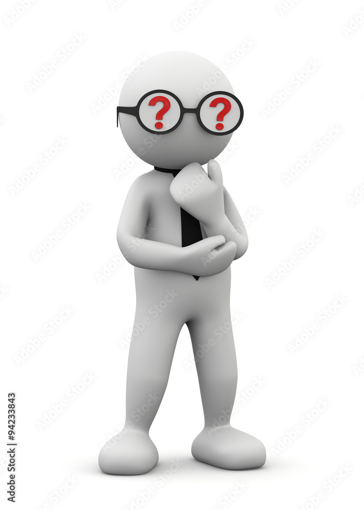 omino 3d che pensa a una risposta Stock-Illustration | Adobe Stock