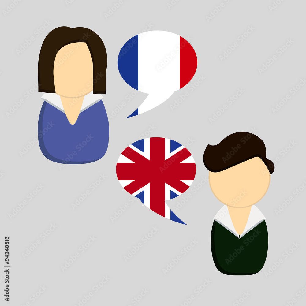 Vector French vs English communication icons Stock Vector | Adobe Stock