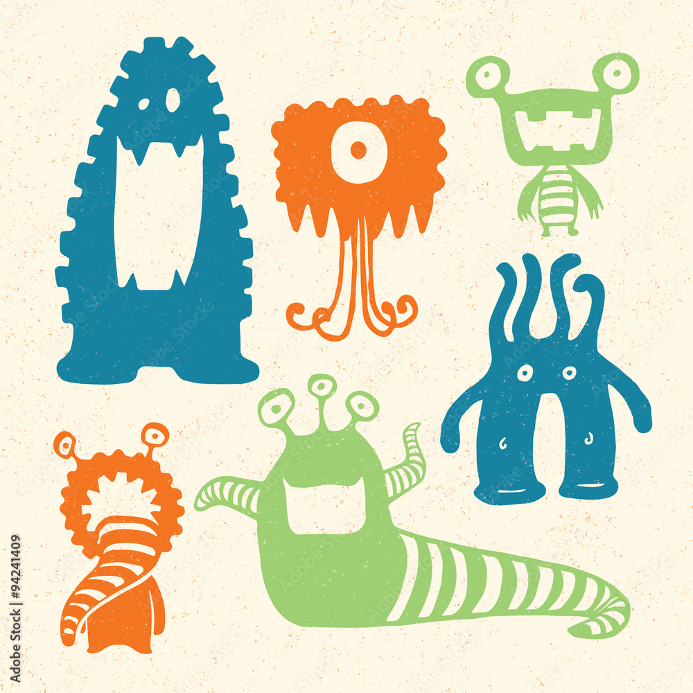 Cartoon Monsters. Vector Illustration of cartoon monsters. Stock Vector ...