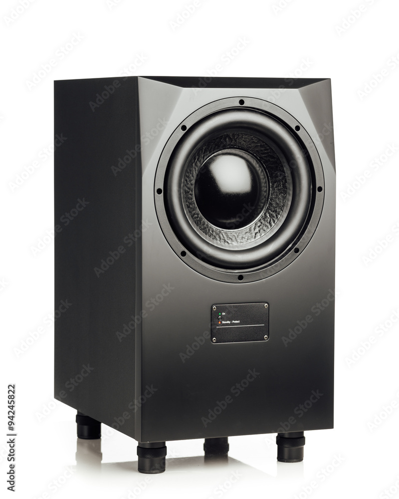 professional studio subwoofer speaker isolated on white Stock Photo ...