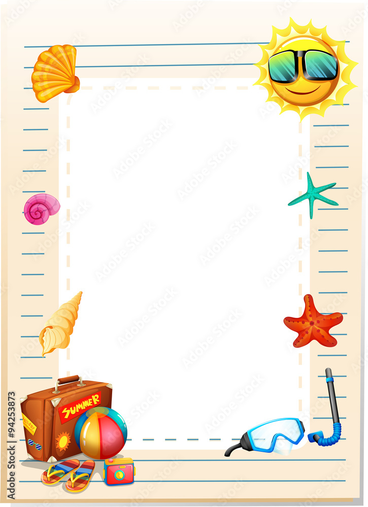 Border design with summer theme Stock Vector | Adobe Stock