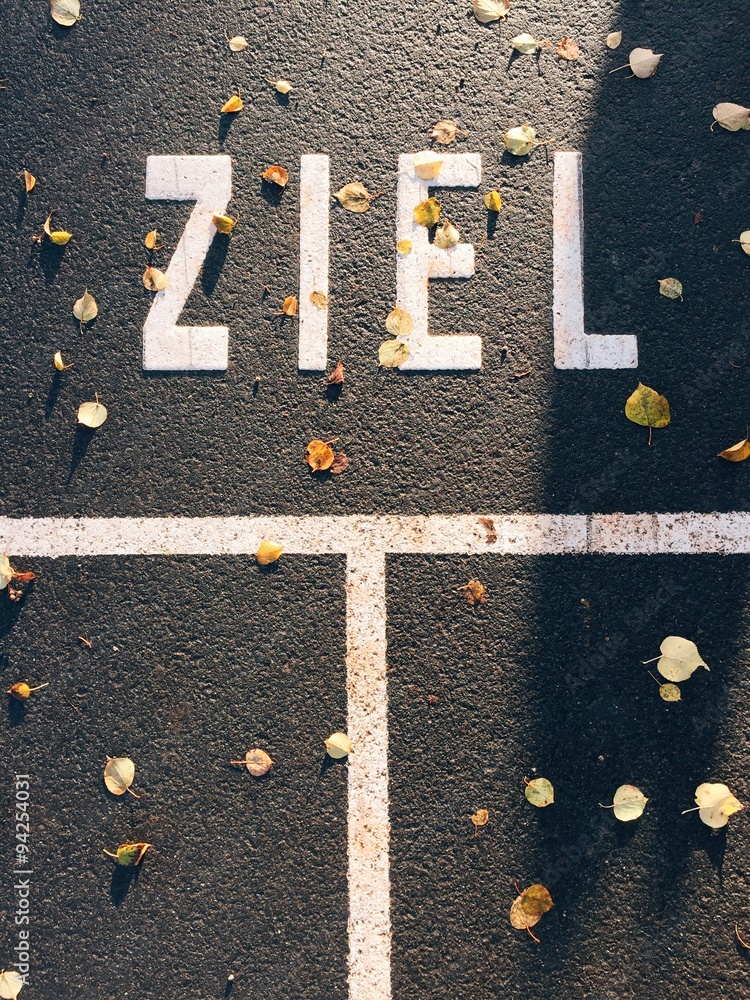 Ziel Linie auf Asphalt Weg in einem Park Stock Photo | Adobe Stock