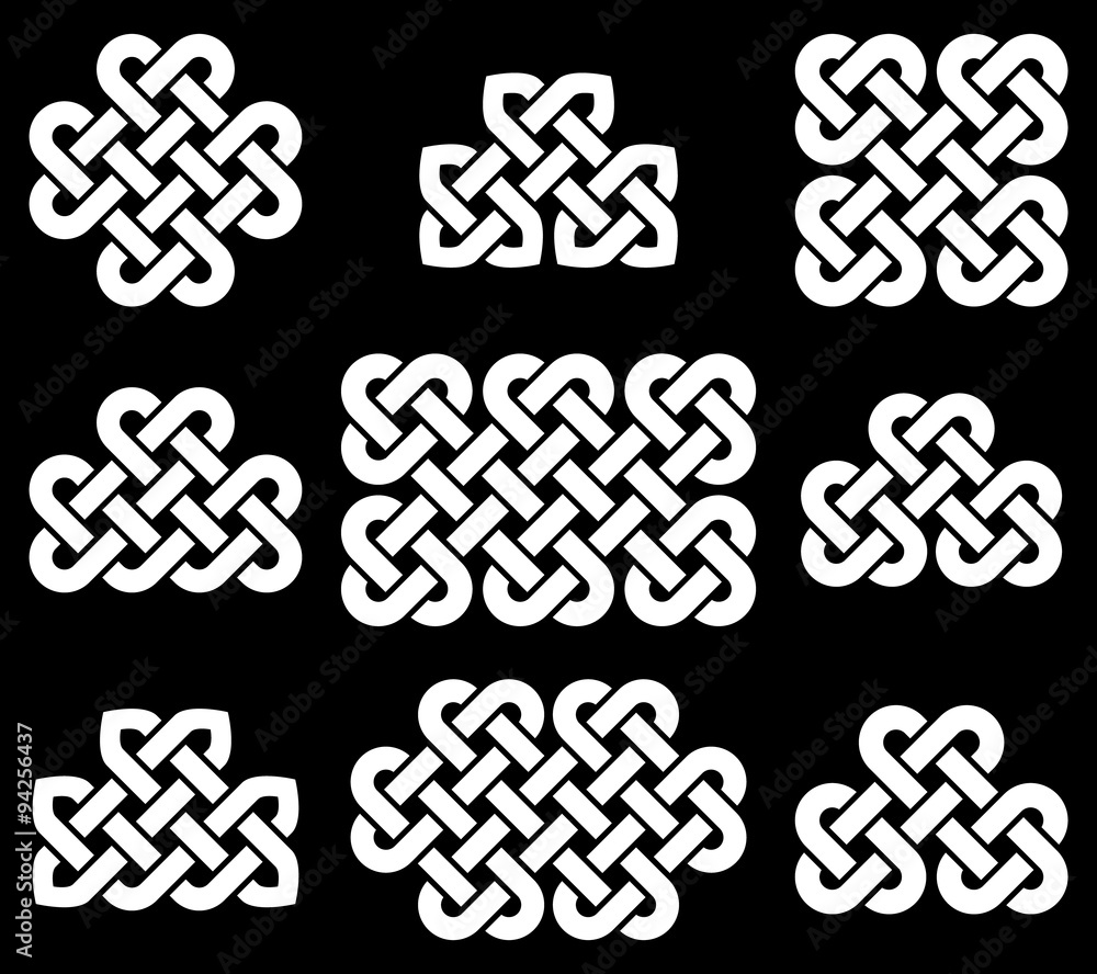 Celtic knots collection, vector illustration (black and white, isolated ...