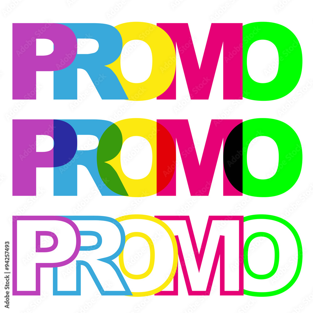 Icono plano texto PROMO en varios colores Stock Vector | Adobe Stock