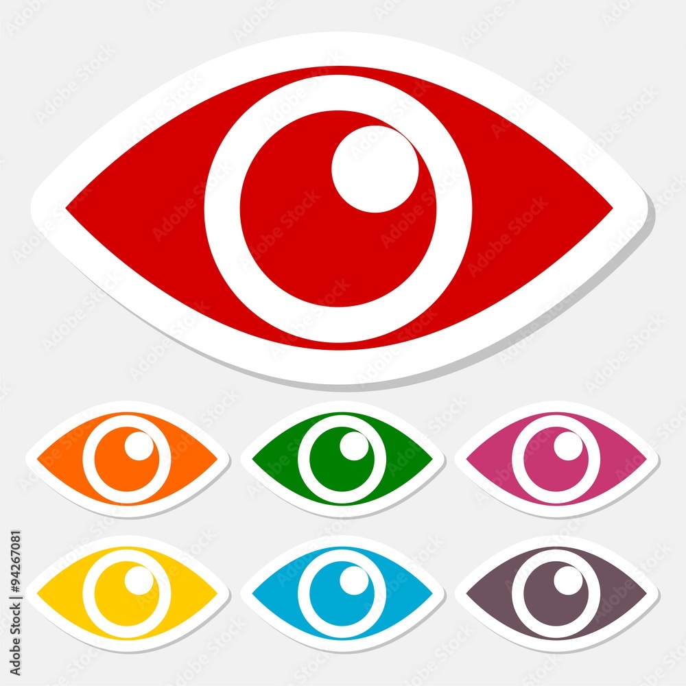 Eye sign icons stickers set Stock Vector | Adobe Stock