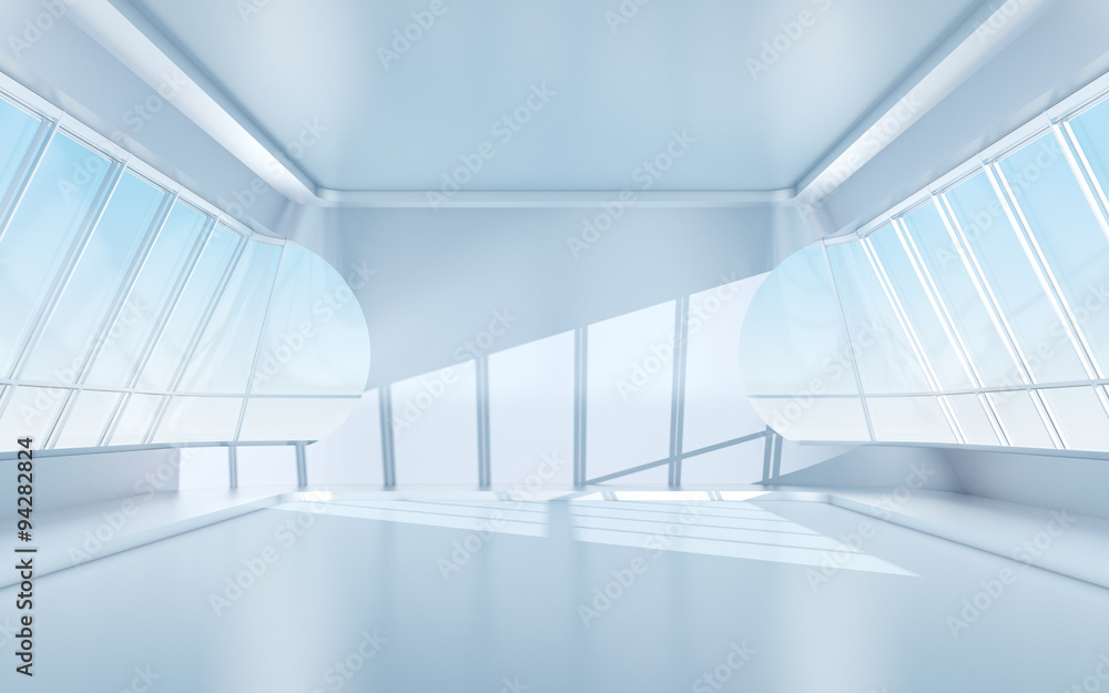 futuristic room with oval windows Stock Illustration | Adobe Stock