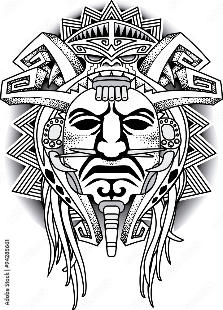 Warrior Tribal Mask Vector illustration Stock Vector | Adobe Stock