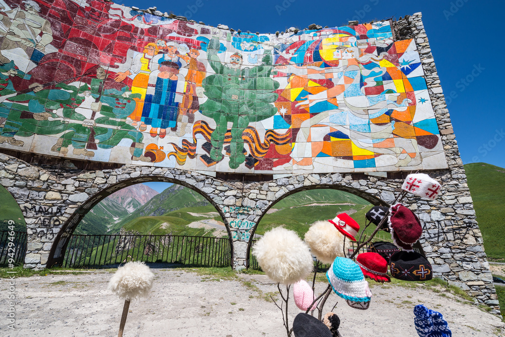 Soviet-Georgian Friendship Memorial on Georgian Military Highway near ...