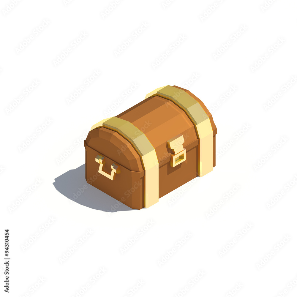 low poly Treasure Chest - Low poly woodent treasure chest on isolated ...